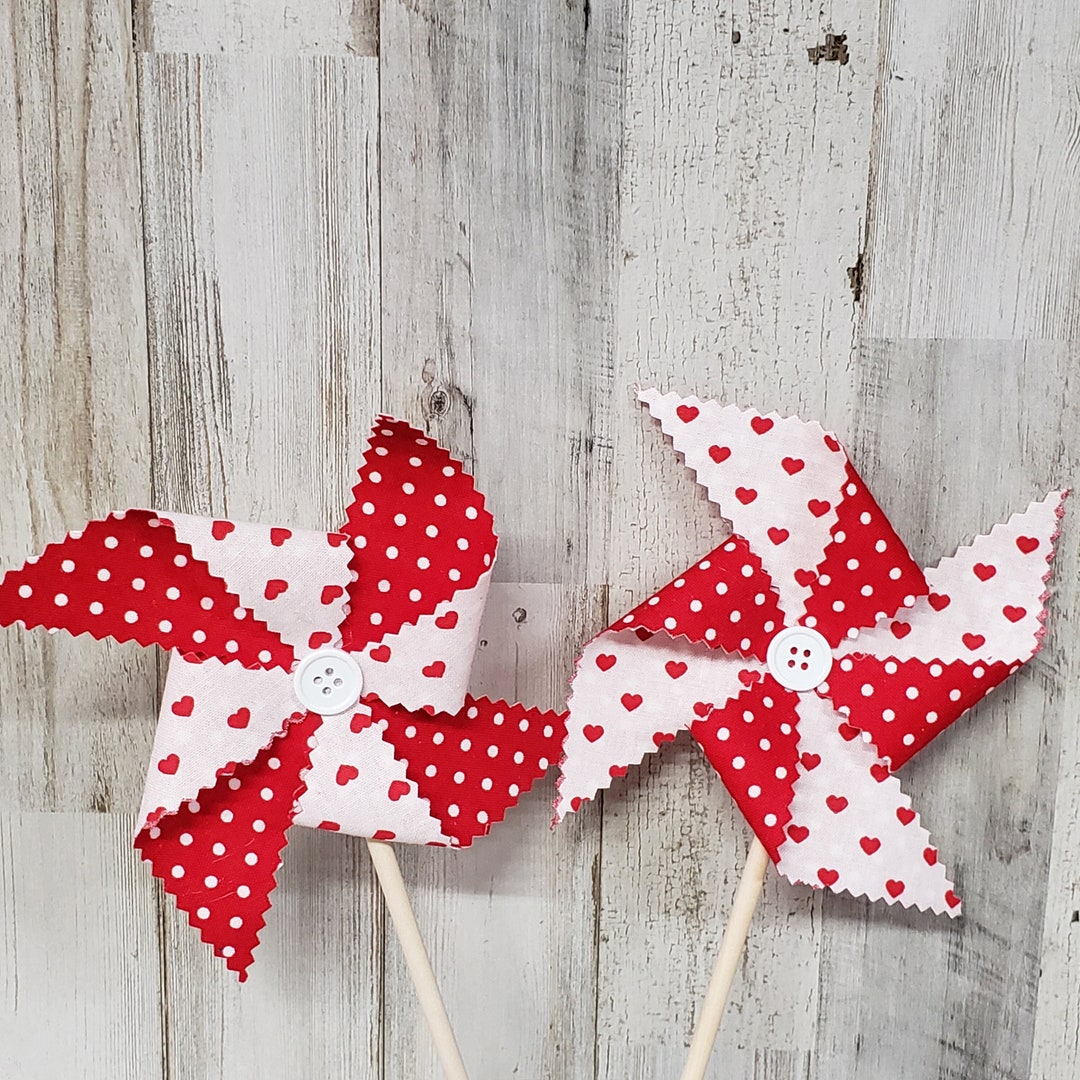 Valentine Fabric Pinwheels / Farmhouse Patriotic Flags / Patriotic ...