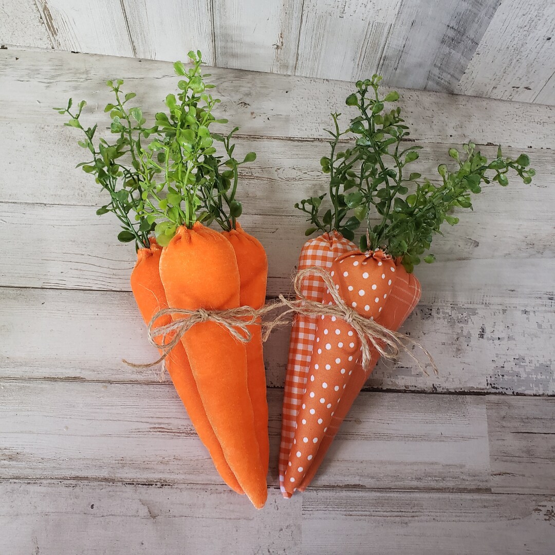 MINI Orange Velvet Carrots / Easter Fabric Carrots / Velvet Farmhouse ...