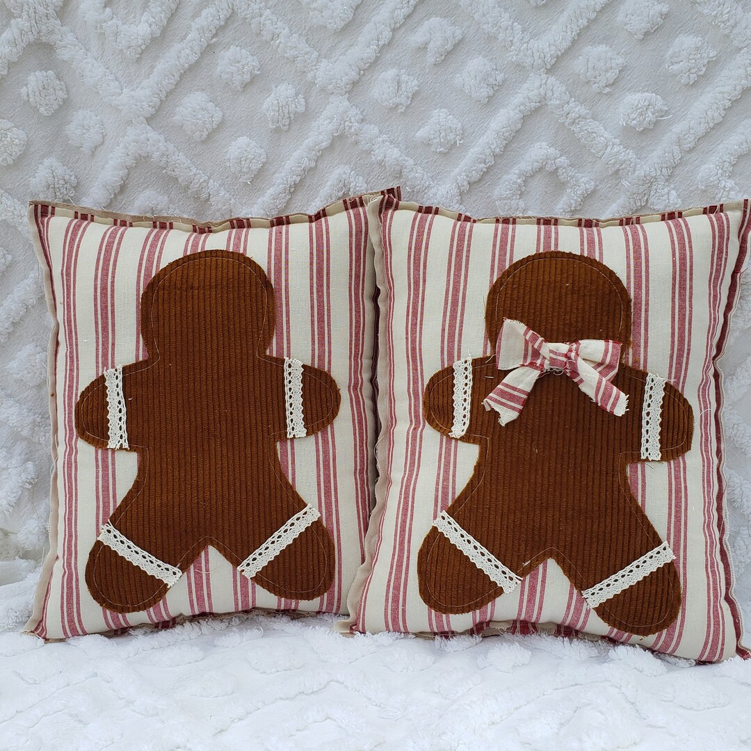 Gingerbread Pillow / Farmhouse Christmas Pillow / Gingerbread Accent ...