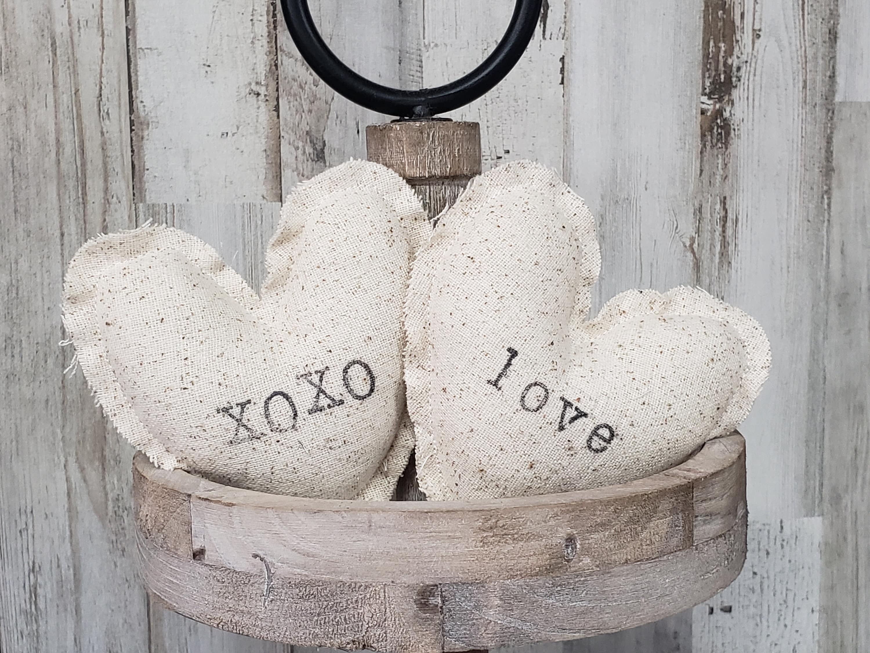 Set of 2 Linen Cloth Fabric Heart Decor / Valentine Bowl - Etsy