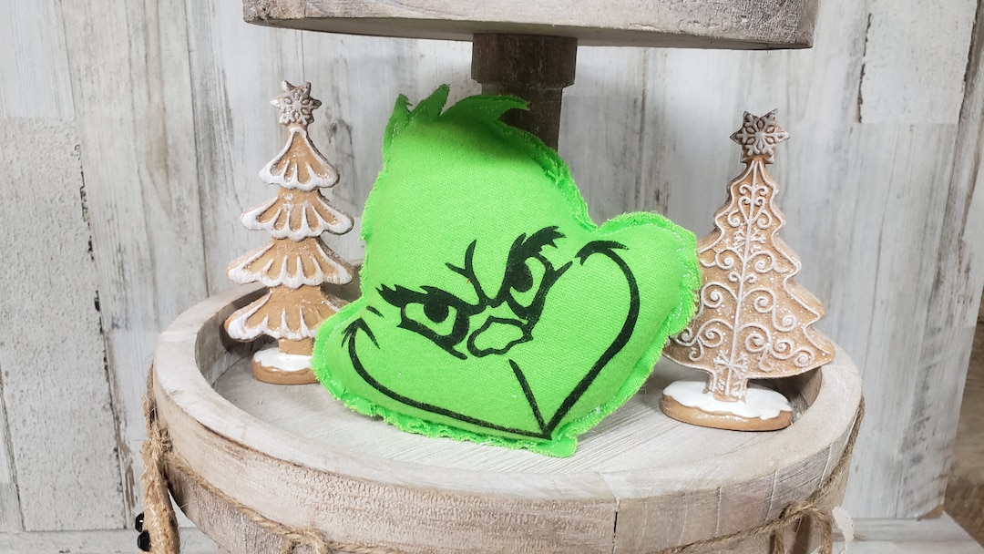 Grinch Bowl Filler / Fabric Grinch Tiered Tray Filler / Grinchmas Decor ...
