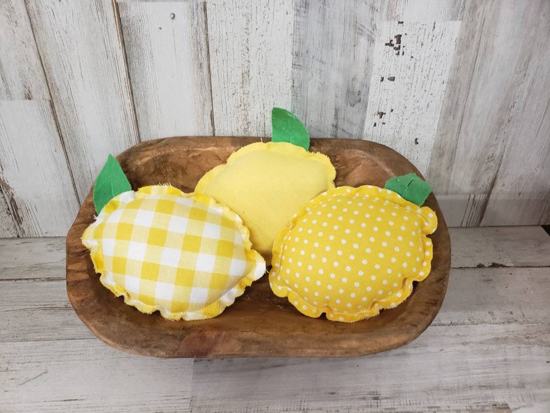 Set of 3 Fabric Lemons / Lemon Home Decor / Summer Decor / Lemon Tier ...