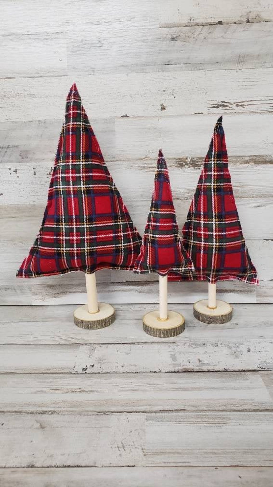 Red Plaid Flannel Fabric Christmas Trees, Flannel Christmas Tree ...