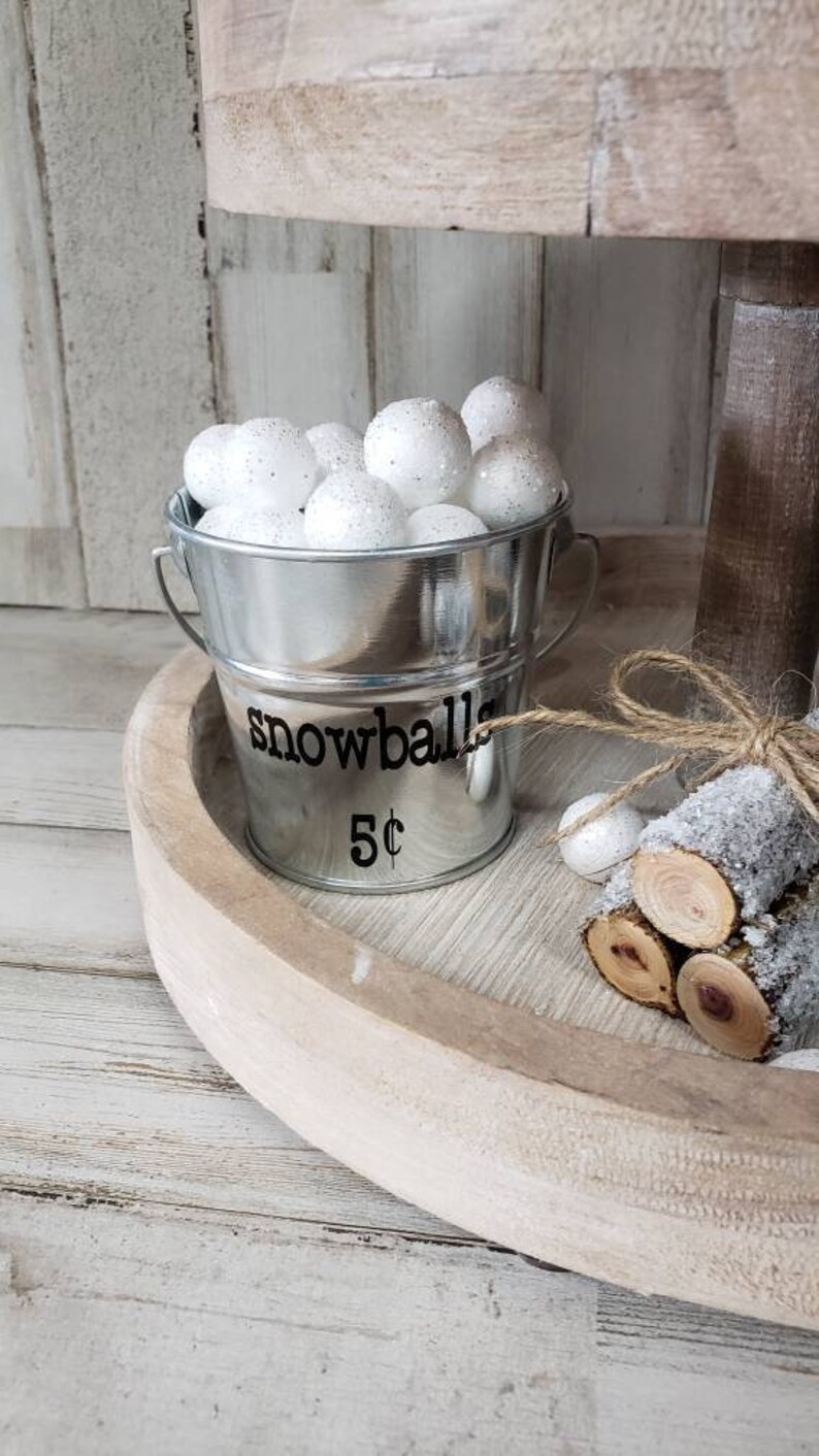 Christmas Tiered Tray Snowballs / Winter Tier Tray Decor/ Winter Coffee ...