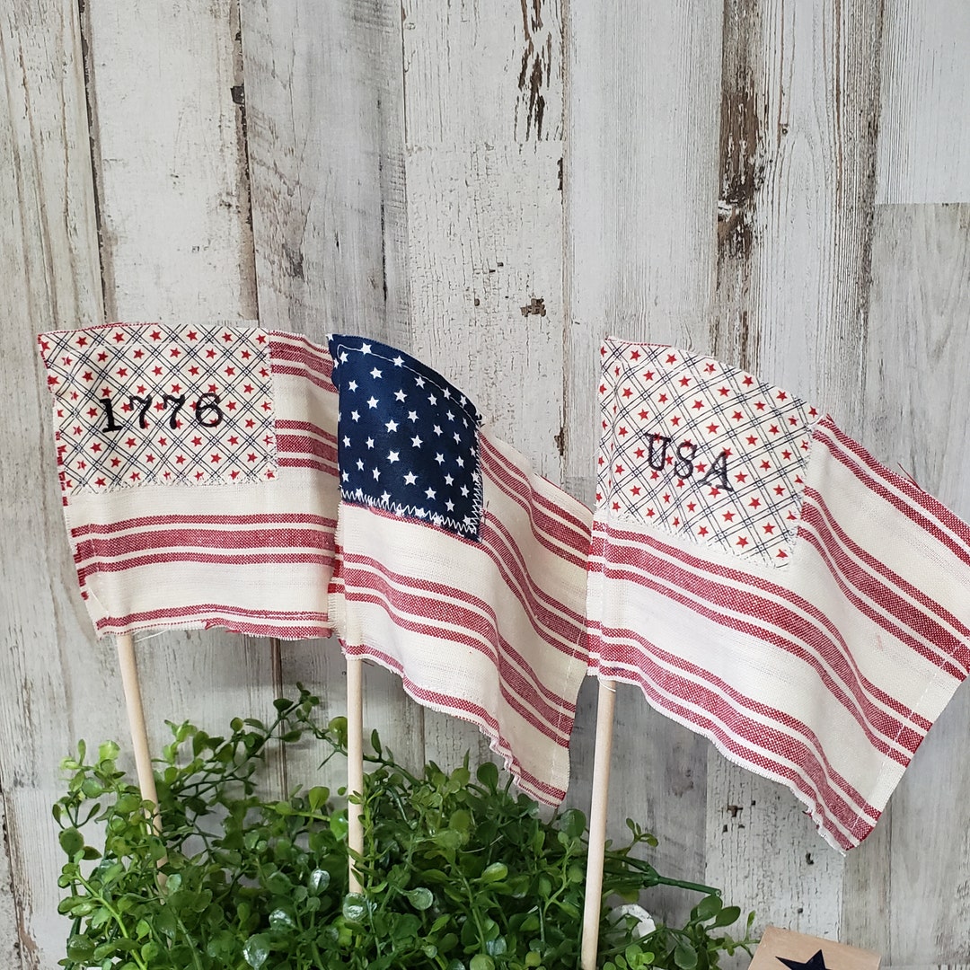 Fabric Flags / Farmhouse Cottage American Mini Flags / Old Glory Flag ...