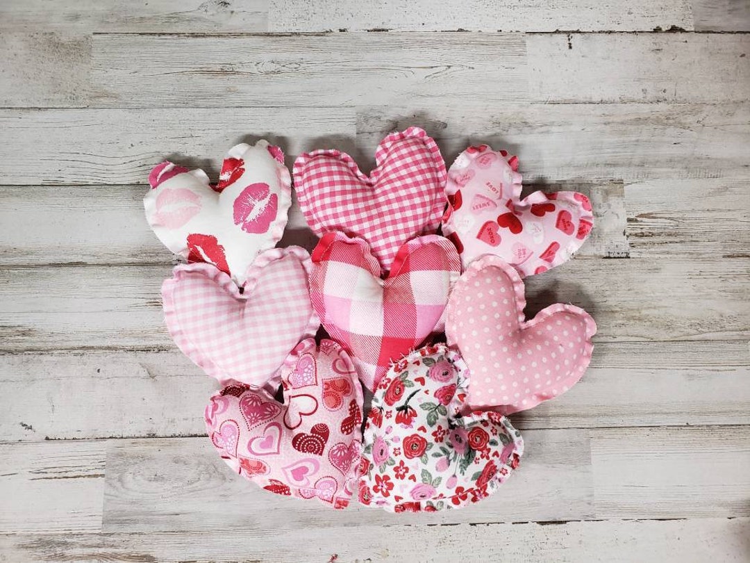 Valentine Fabric Hearts, Valentine's Day Bowl Fillers, Valentines Day ...