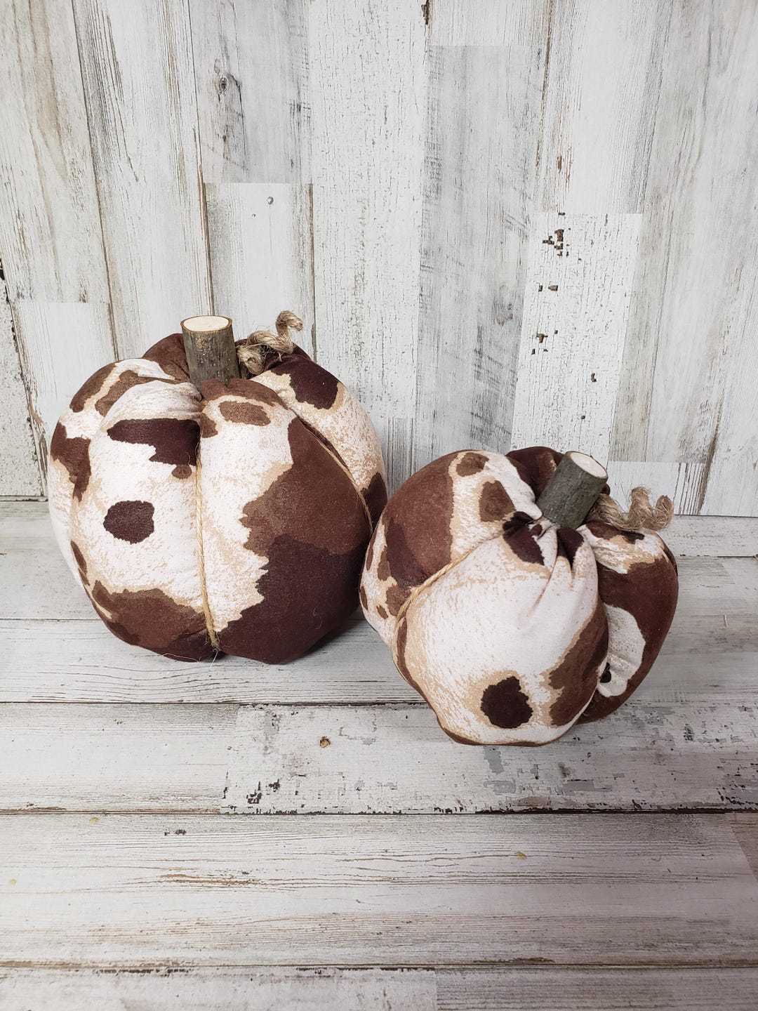 Cow Fabric Pumpkins / Farm Fall Decor / Farmhouse Fall Mantel Decor ...