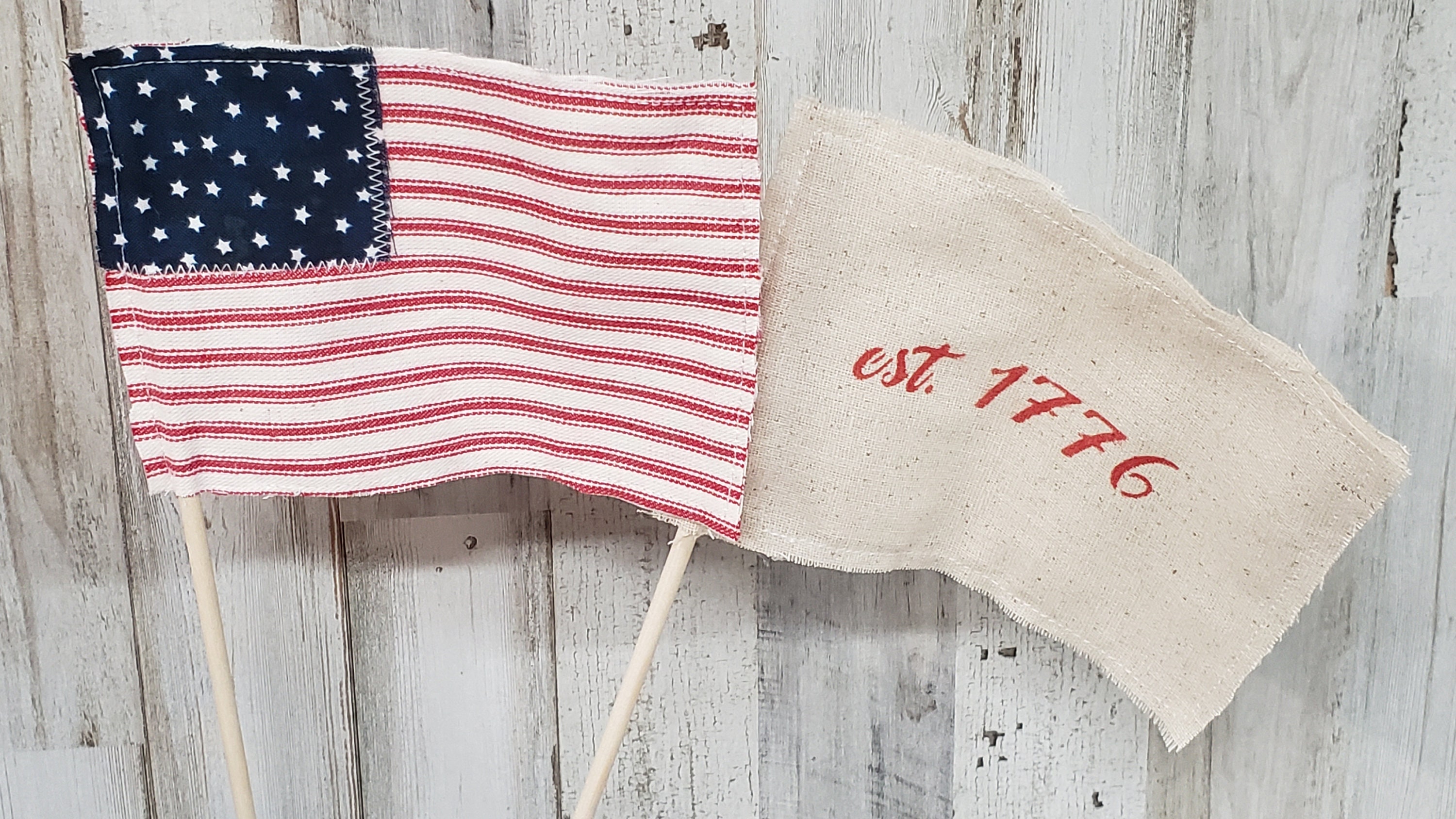Fabric Flags / Farmhouse Cottage American Mini Flags / Old - Etsy