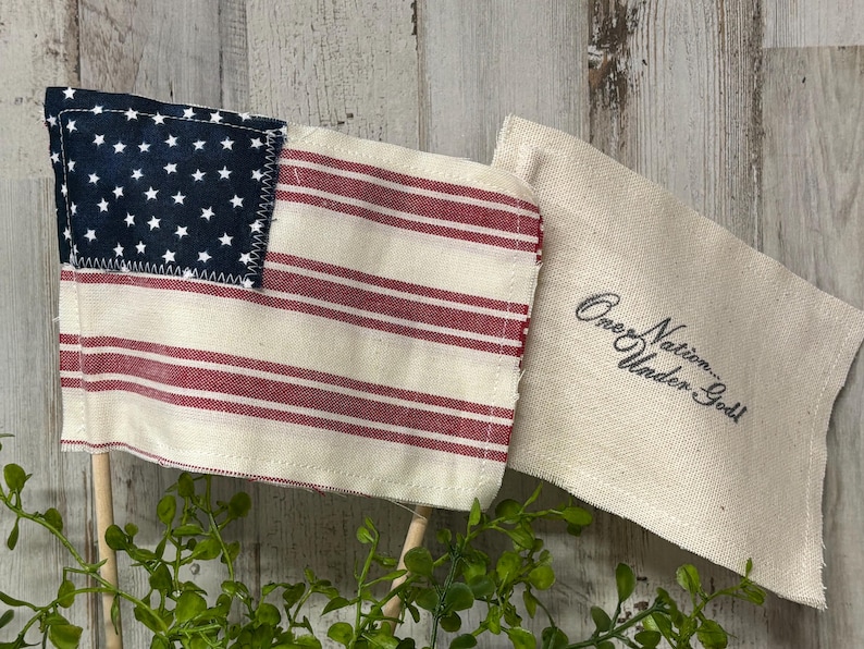 Fabric Flags / Farmhouse Cottage American Mini Flags / Old Glory Flag ...