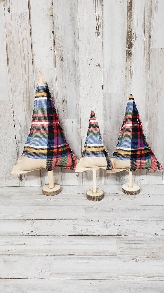 Farmhouse Plaid Flannel Fabric Christmas Trees Flannel | Etsy