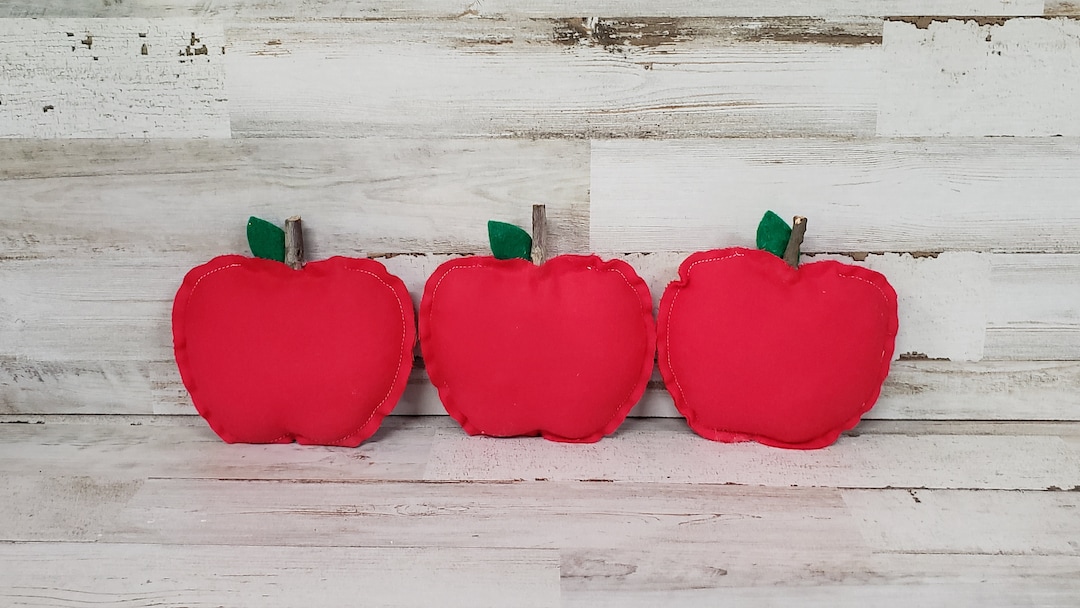 Fabric Apple Bowl Fillers / Apple Tiered Tray Decor / Coffee Bar Decor / Farmhouse Fall Decor ...