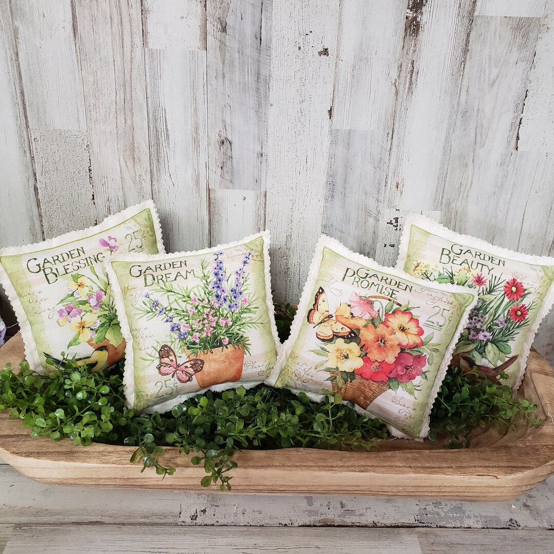 Spring Mini Pillows / Spring Bowl Fillers / Spring Tiered Tray Decor ...