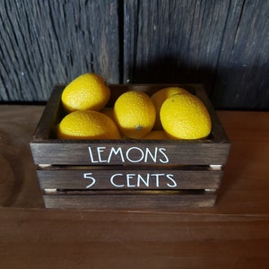 Lemon Mini Wooden Crate Lemons 5 Cents / Faux Lemons / Lemon Tier Tray ...