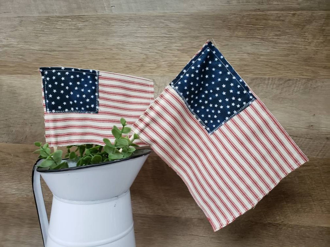 Fabric Flags / Farmhouse Cottage American Mini Flags / Old Glory Flag ...