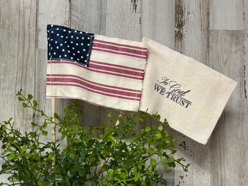 Fabric Flags / Farmhouse Cottage American Mini Flags / Old Glory Flag ...