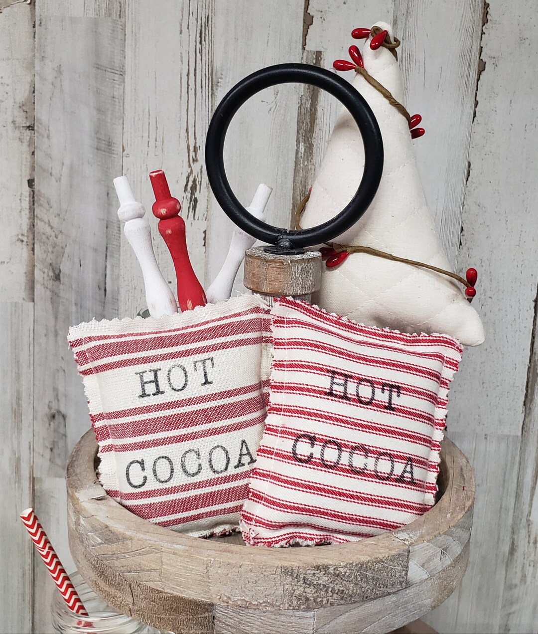 Fabric Faux Hot Cocoa Packet / Tiered Tray Decor / Hot Chocoloate Decor ...