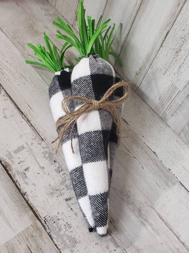 Black And White Buffalo Plaid Flannel Carrots / Stuffed | Etsy