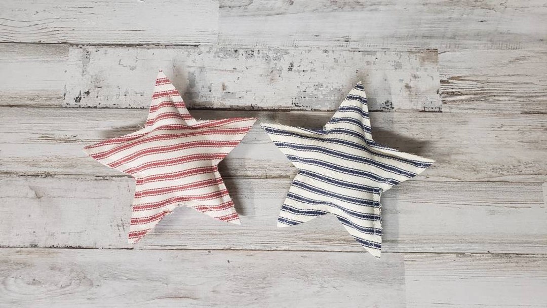 Set of 2 Farmhouse Fabric Stars /stuffed Fabric Stars / Independence ...