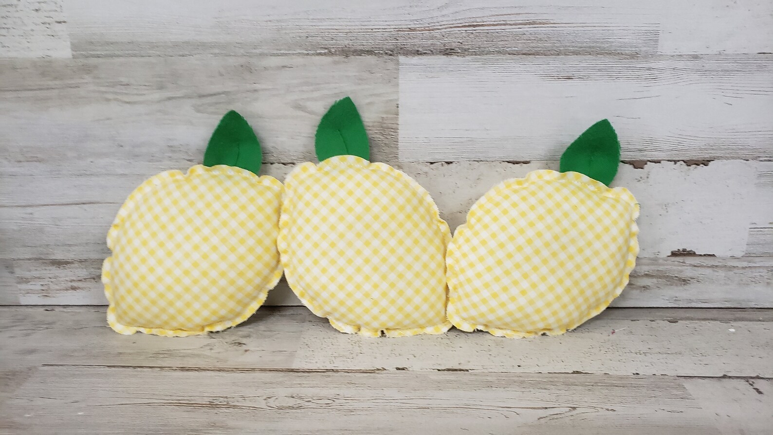 Yellow Plaid Fabric Lemons / Lemon Home Decor / Summer Decor / Lemon ...