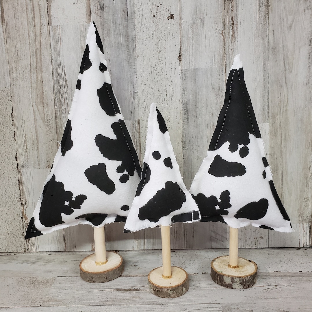 Cow Print Fabric Tree, Rustic Christmas Decor, Farmhouse Christmas ...