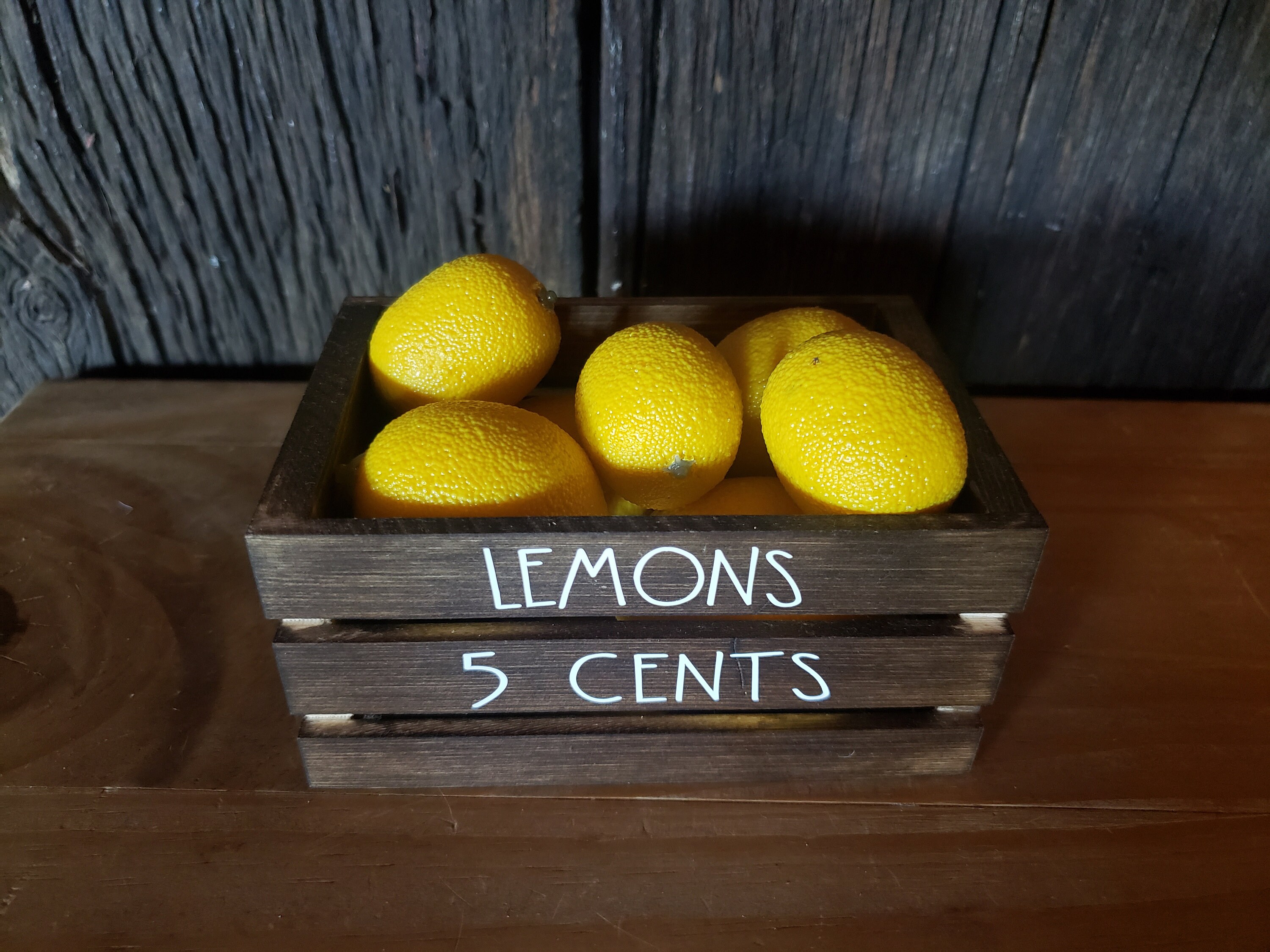Lemon Mini Wooden Crate Lemons 5 Cents / Faux Lemons / Lemon | Etsy