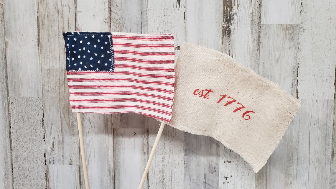 Fabric Flags / Farmhouse Cottage American Mini Flags / Old - Etsy