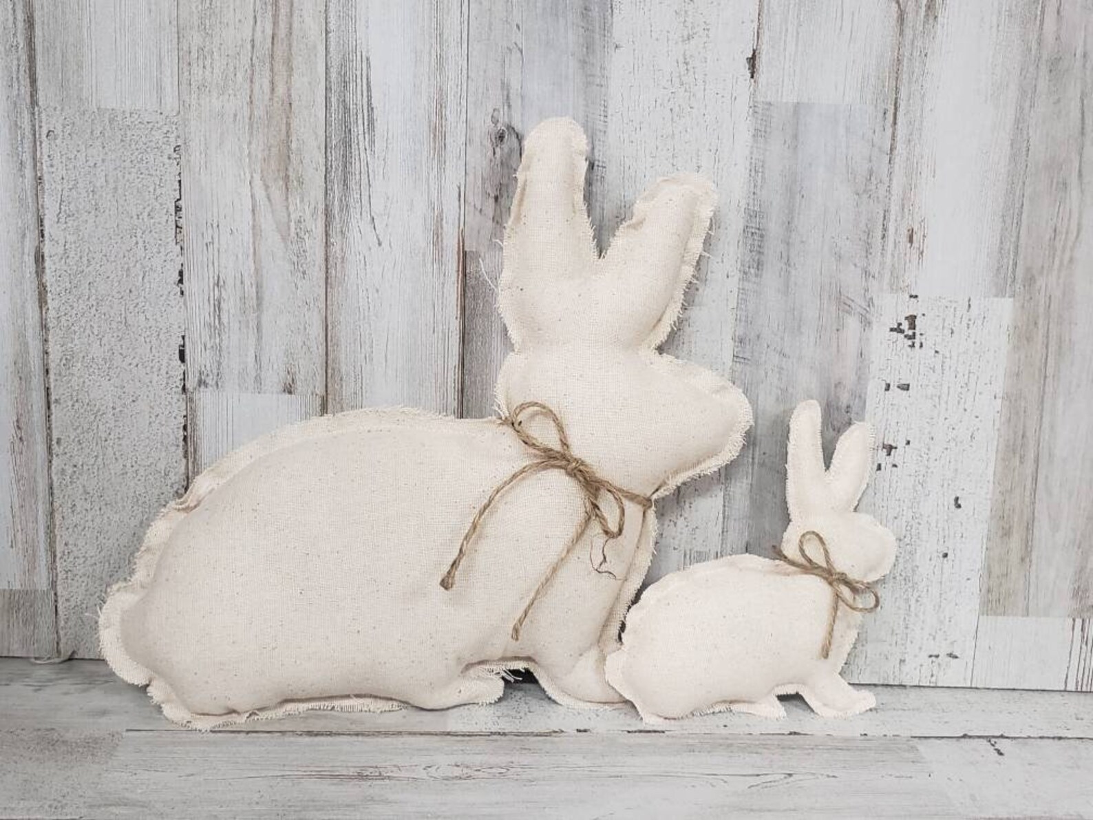 Linen Fabric Bunny/ Fabric Bunnies / Linen Cloth Bunnies / Farmhouse ...