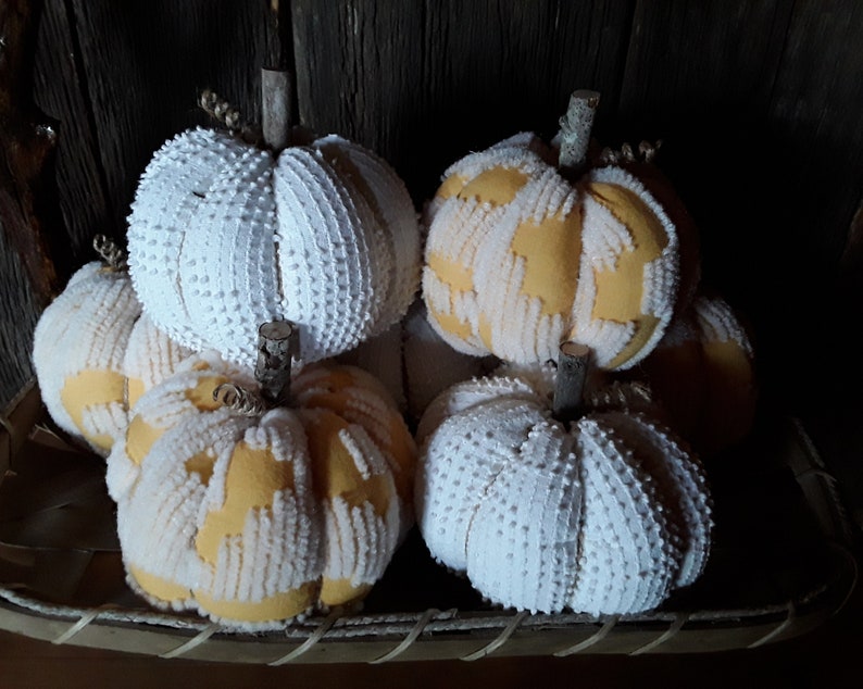 White Chenille Pumpkins Handmade, Fall Autumn Farmhouse Decorations - Etsy