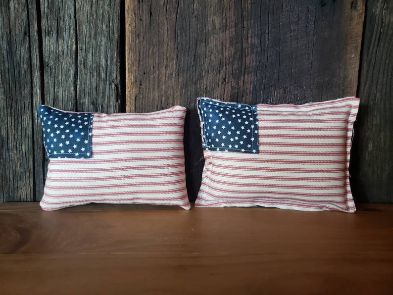 Farmhouse & Cottage Style Stuffed Fabric Flag / American Mini Flags ...