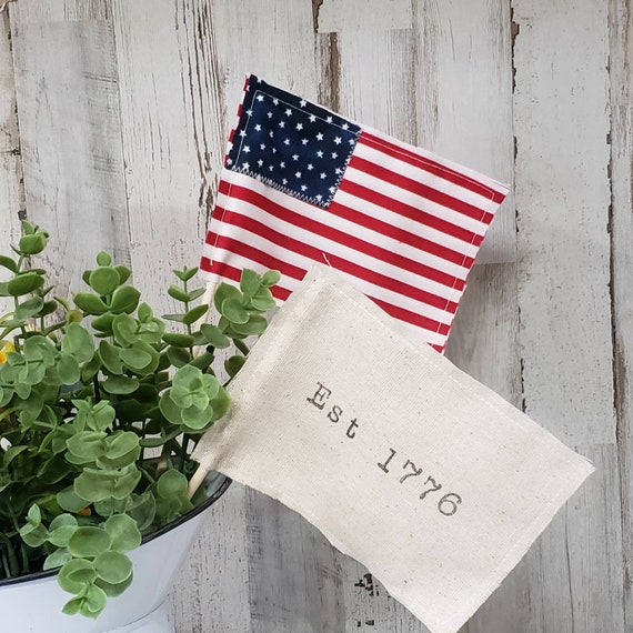 Fabric Flags / Farmhouse Cottage American Mini Flags / Old | Etsy