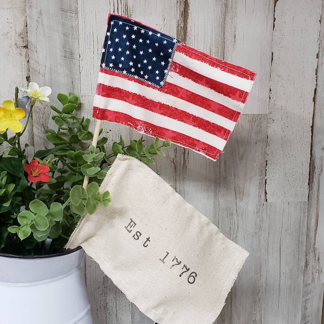 Fabric Flags / Farmhouse Cottage American Mini Flags / Old Glory Flag ...