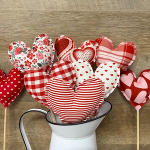 Fabric Heart Picks, Valentine Mantel Decor, Farmhouse Valentine's Decor ...