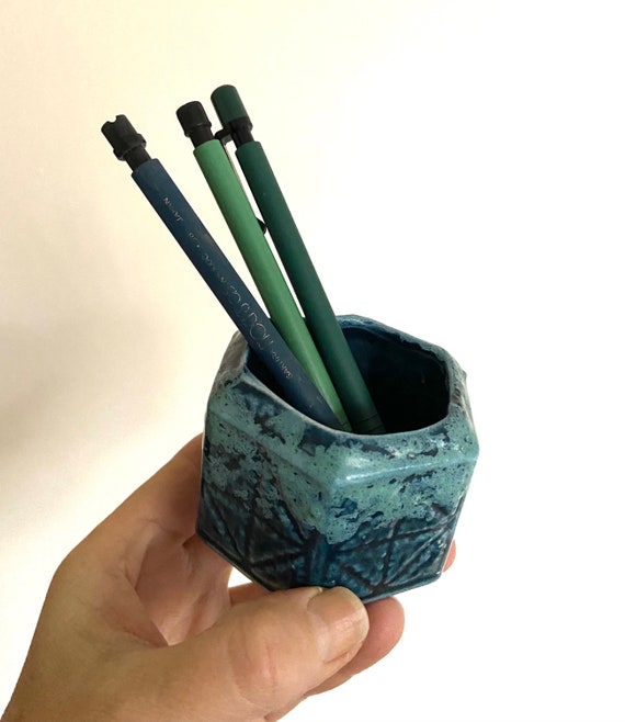 Home & Living Vintage Ceramic Teal Crystalline Vase by Adam Mekler Home ...