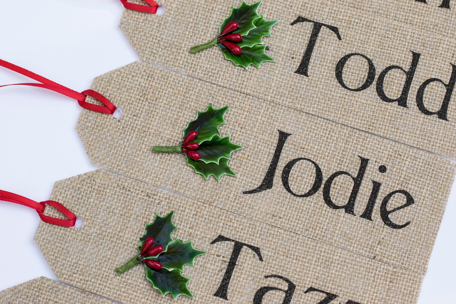 Christmas Stocking NAME TAG Stocking Personalized Name holly - Etsy