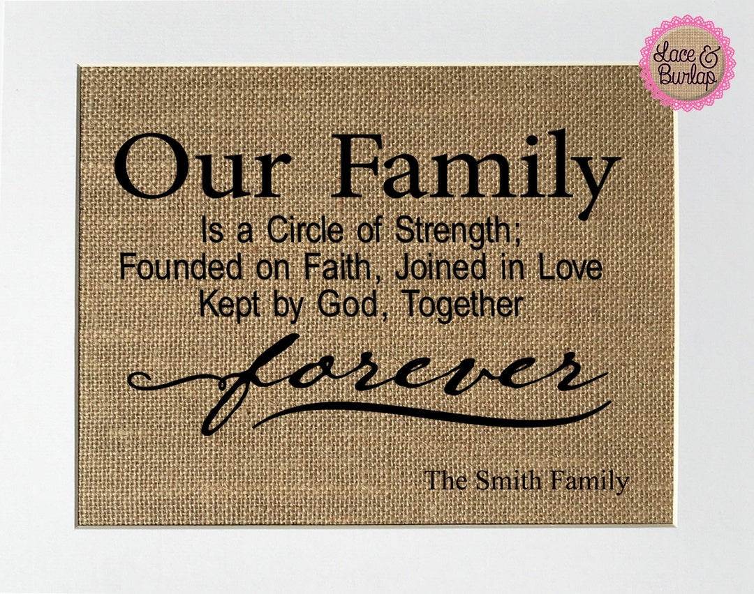 UNFRAMED Our Family is A Circle of Strength.. -CUSTOM / Burlap Print ...