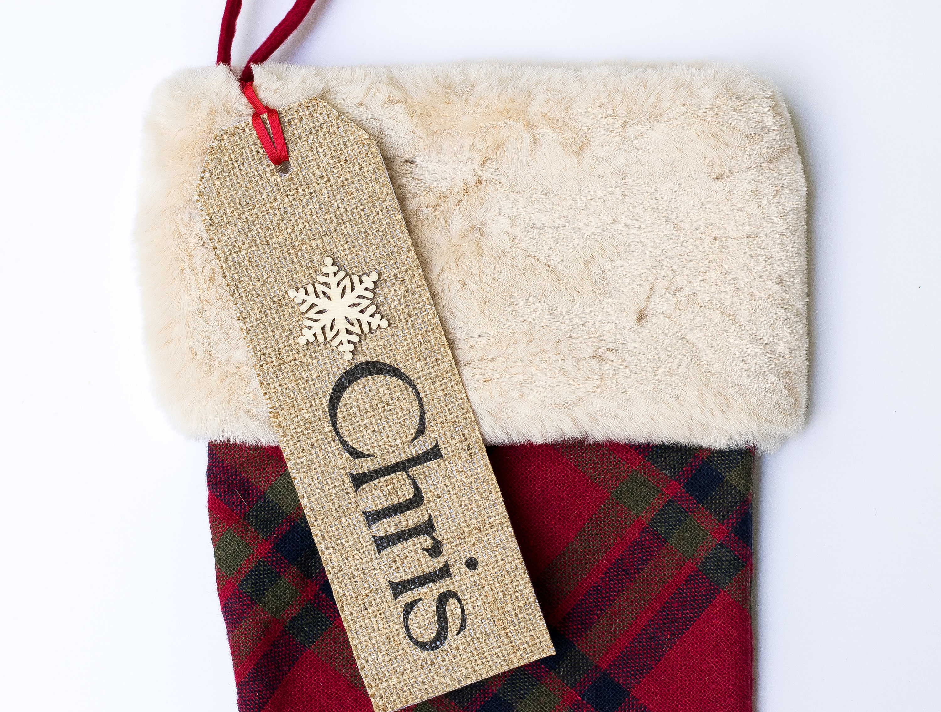 Christmas Stocking NAME TAG Stocking Personalized Name Holly | Etsy