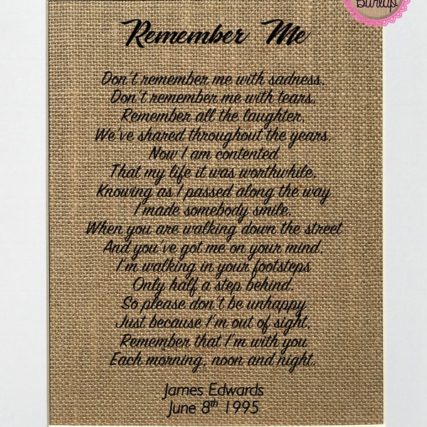Remember Me Poem - Etsy
