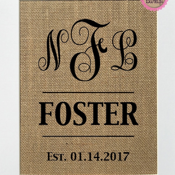 Burlap Monogram Sign - Etsy