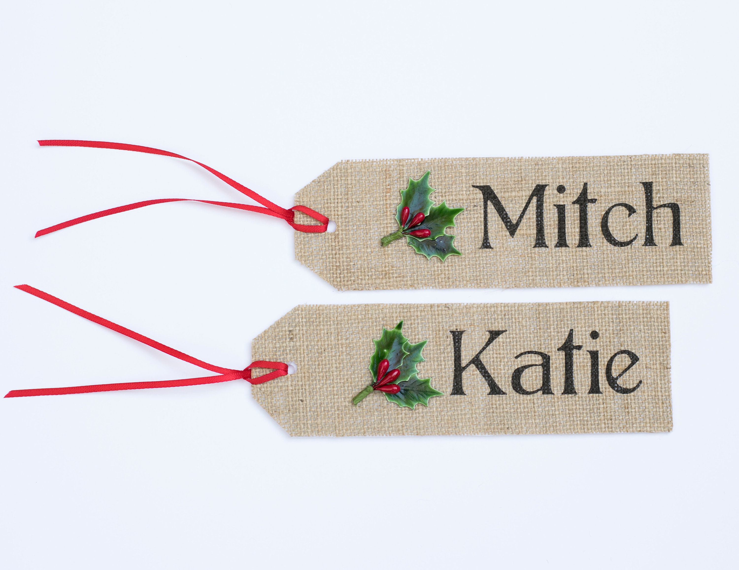 Burlap & Holly NAME TAG Rustic Christmas Stocking Stocking | Etsy
