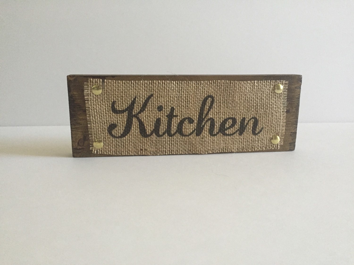 KITCHEN & LAUNDRY *set of 2* Wood Sign Burlap Print Rustic Country ...