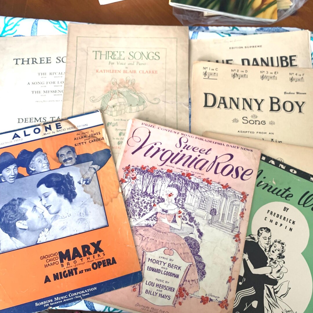 Music Book Page Bundle Ephemera, Marx Bros Danny Boy Blue Danube 60 ...