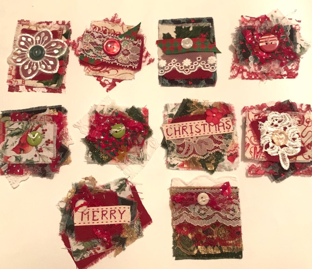 Fabric and Lace Christmas Clusters Set 4, 10 Pieces - Etsy