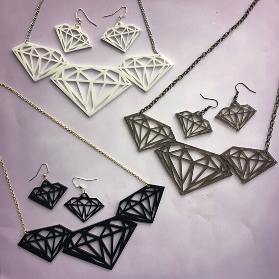 Diamond Laser-Cut Jewelry Set | Etsy