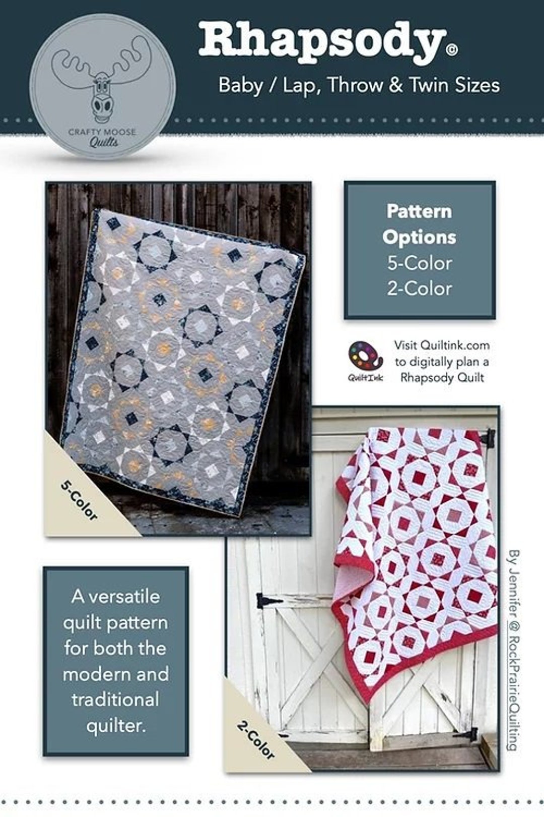 Rhapsody by Crafty Moose Quilt Pattern for Baby/lap, Throw and Twin ...