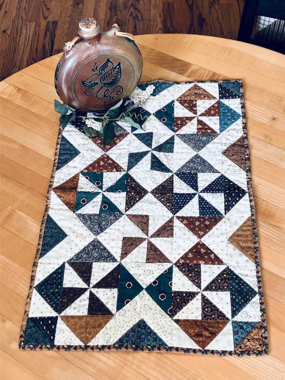 Confederate Blue and Brown Reproduction Prints Pinwheel Handmade Mini ...