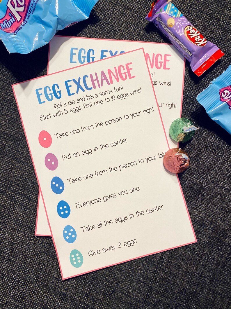 PRINTABLE Easter Egg Exchange Dice Game | Group | Party Game | Instant ...