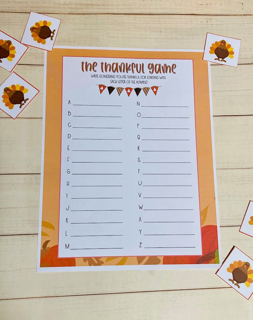 Thanksgiving Alphabet Game: Thankful Word Card (printable PDF) - Etsy