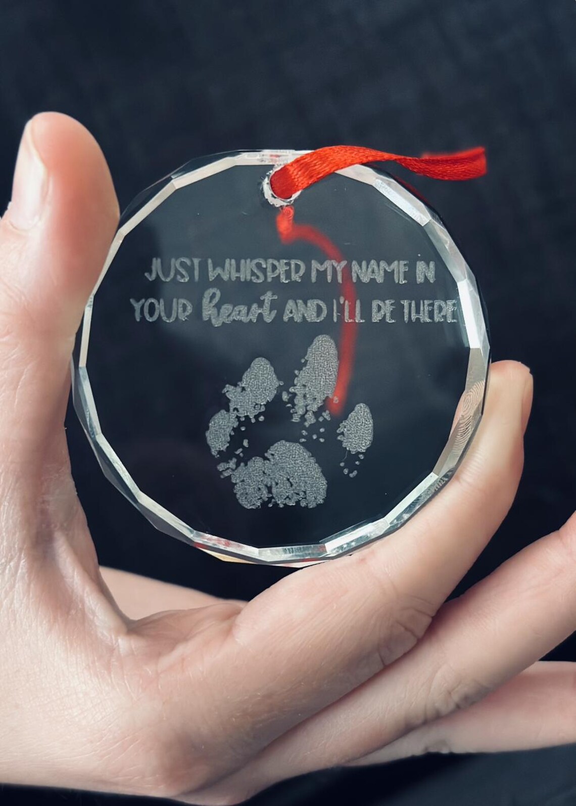 ENGRAVED Pet Memorial Ornament | Dog Paw Print Memory | Custom Cat Loss ...