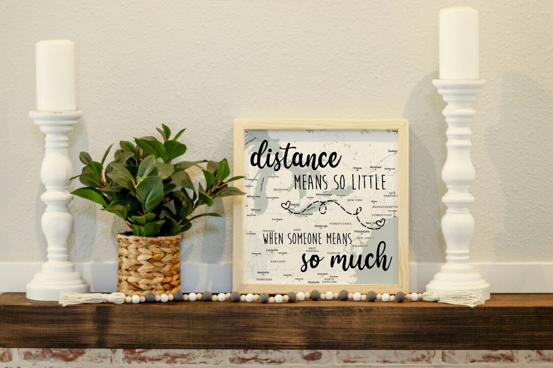 Long Distance Map Print: Personalized Love Quote Gift (digital Download ...
