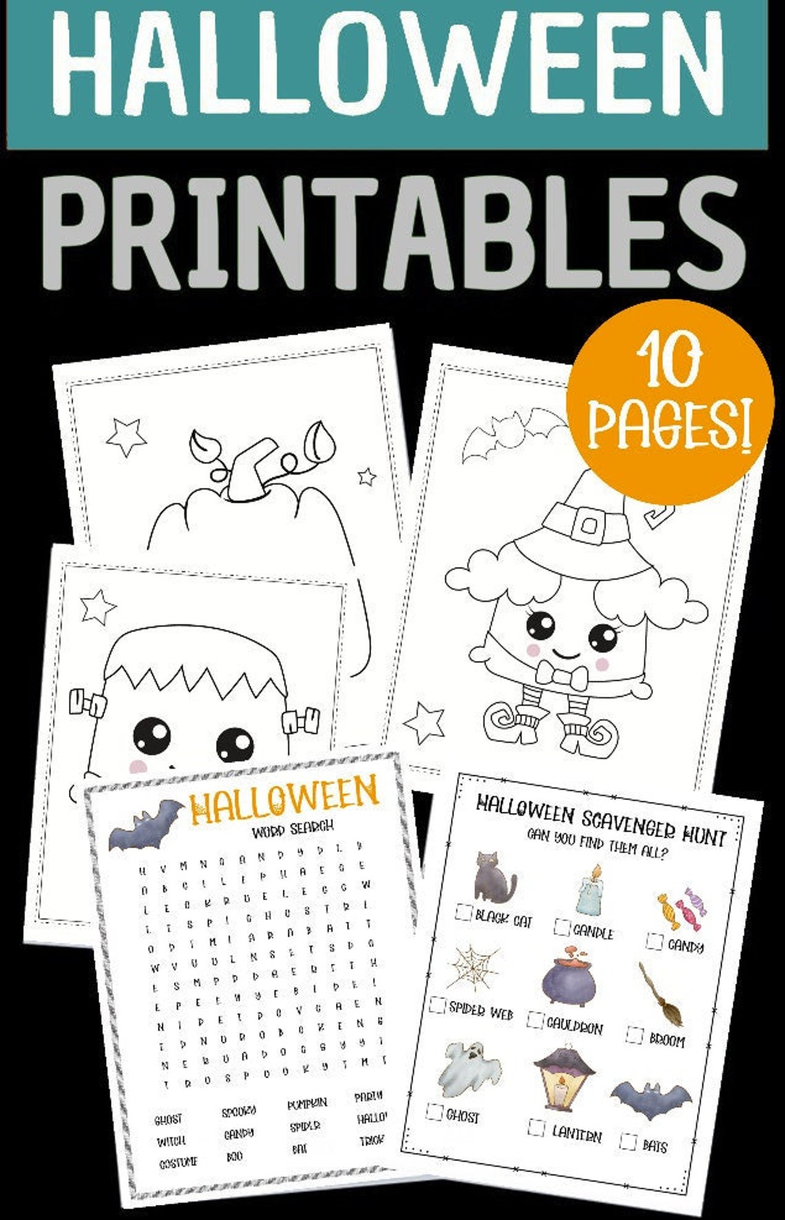 INSTANT DIGITAL DOWNLOAD 10 Page Printable Fun Halloween - Etsy